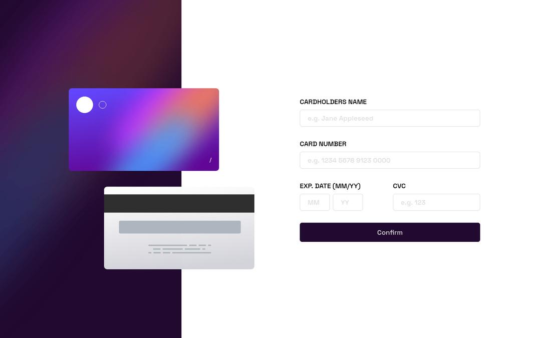 Frontend Mentor | Interactive Card Details Form W/Vite + React, tailwindcss coding challenge ...