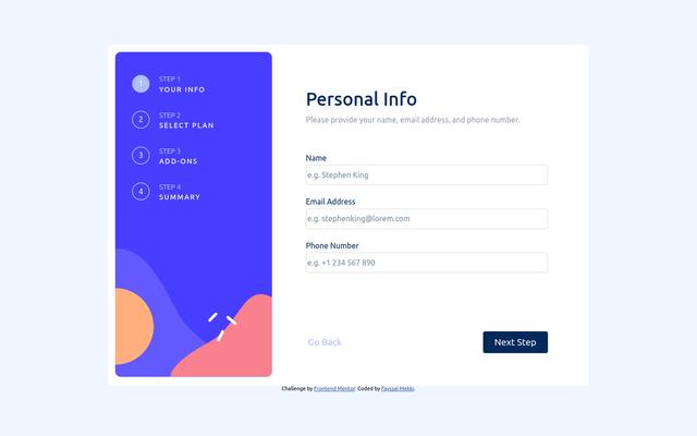 Frontend Mentor | multi step form coding challenge solution