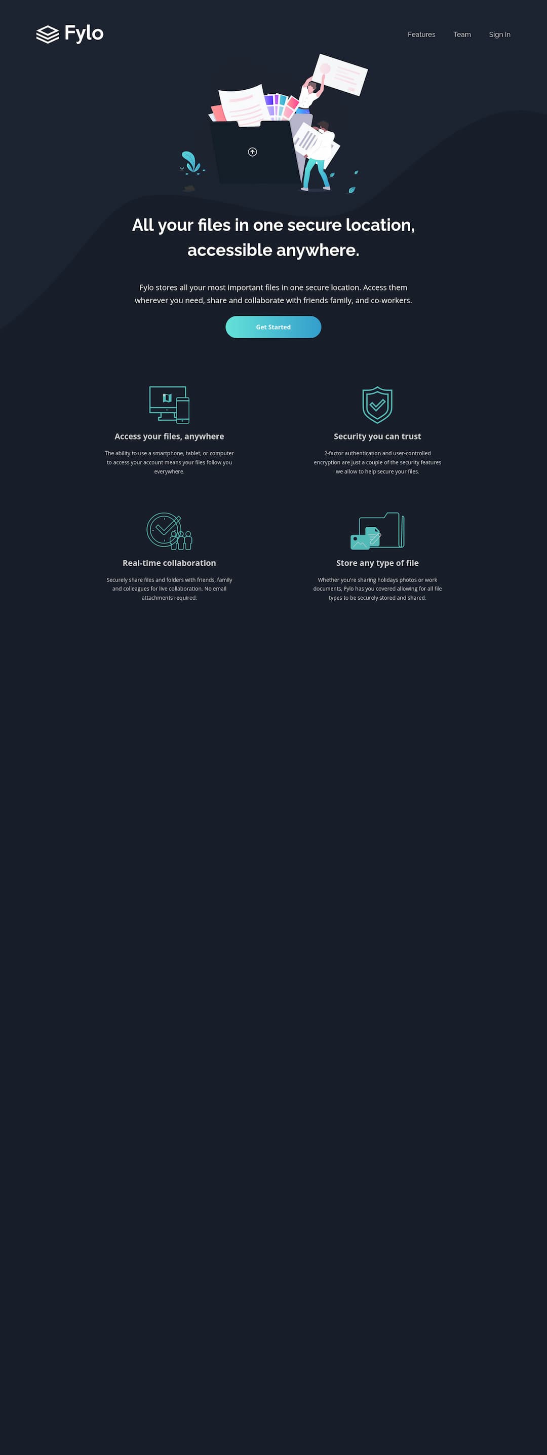 Frontend Mentor | Fylo dark theme landing page coding challenge solution