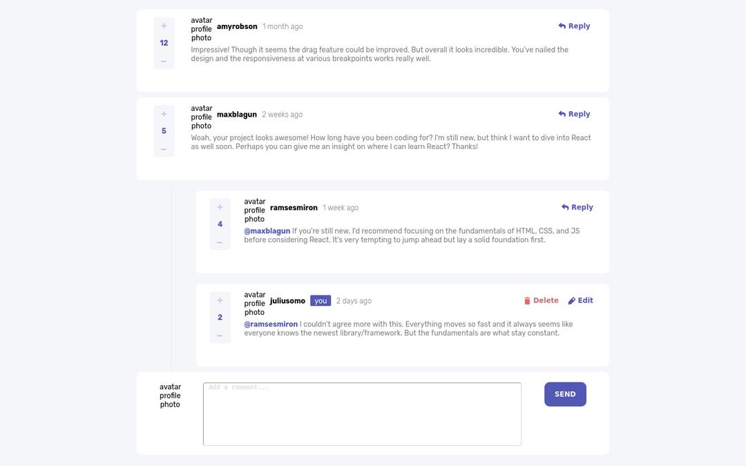 Frontend Mentor | Interactive-comments-section challenge using Vuejs coding challenge solution