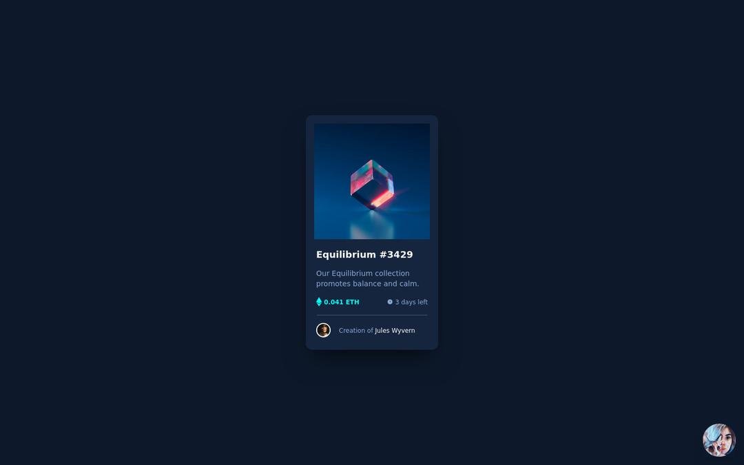 Frontend Mentor | Responsive NFT Preview Card by using Tailwind CSS coding challenge solution