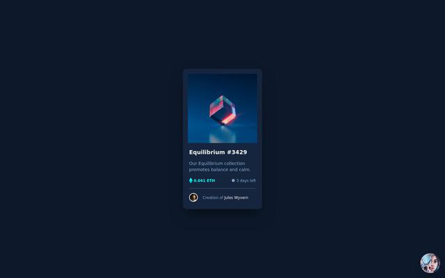 Frontend Mentor | Responsive NFT Preview Card by using Tailwind CSS coding challenge solution