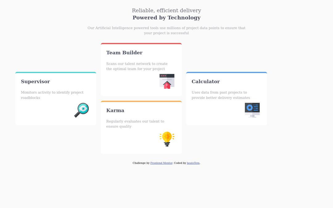 Frontend Mentor | Four card feature section coding challenge solution