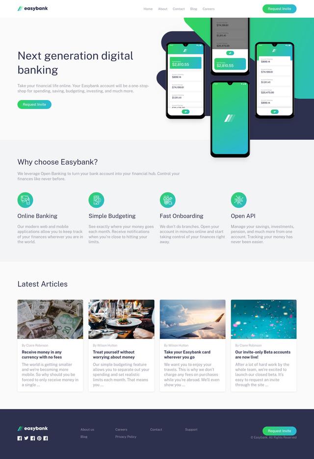 Frontend Mentor | Easybank Responsive Landing Page using CSS Flexbox & Grid coding challenge ...