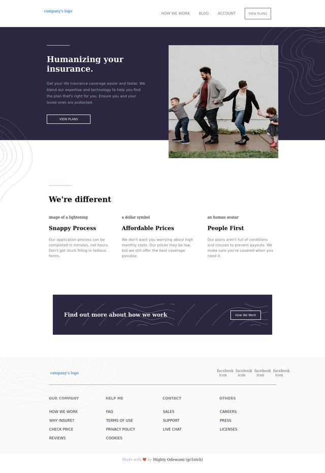 Frontend Mentor | Insure Landing Page Design with pure HTML, CSS and JS coding challenge solution