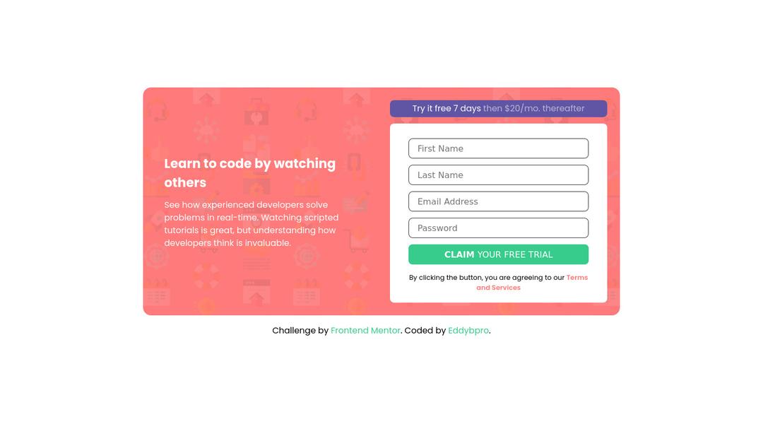 Frontend Mentor | responsive, flex box. css grid, semantic tags, regex coding challenge solution