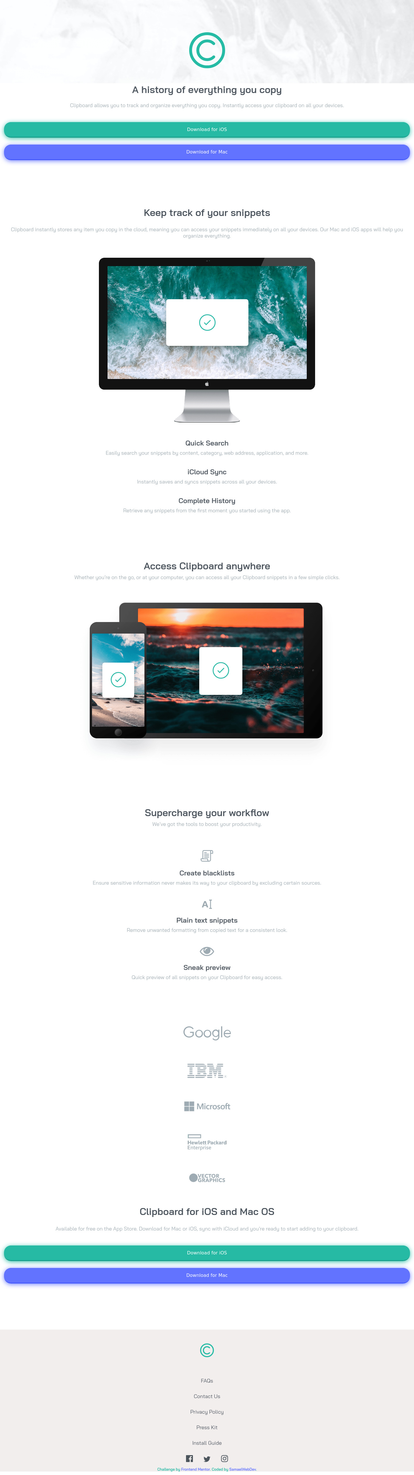 Frontend Mentor | UNFINISHED/MOBILE ONLY Clipboard Landing Page using HTML and CSS coding ...