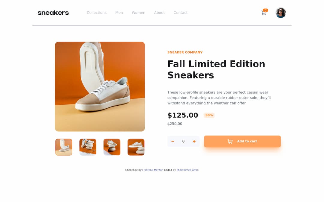 Frontend Mentor | e-Commerce Product Page using React and Tailwind CSS coding challenge solution