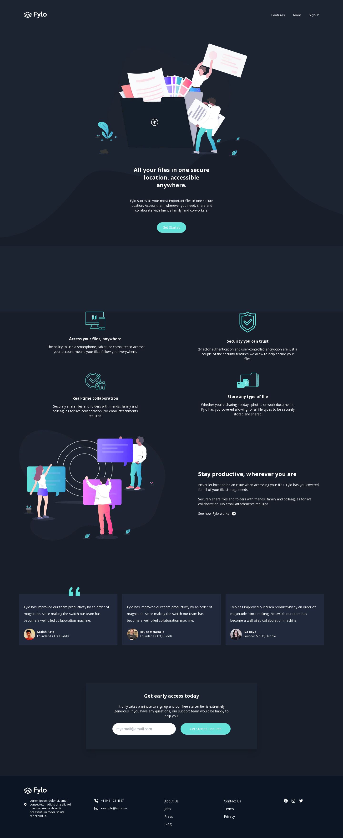 Frontend Mentor | Fylo Dark Theme Landing Page coding challenge solution