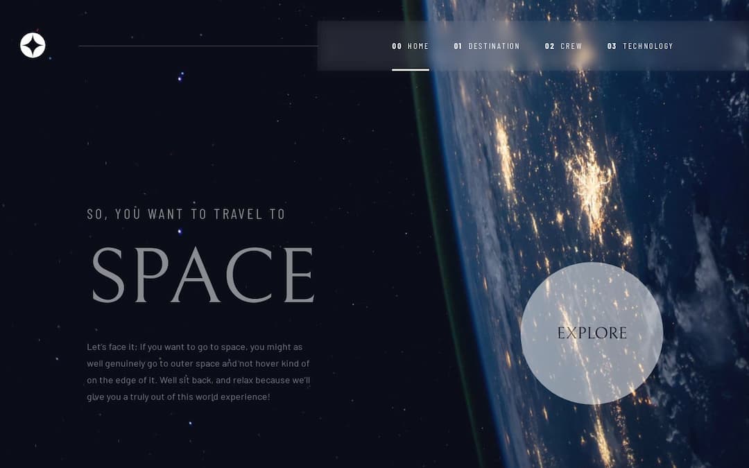 Frontend Mentor | Responsive space tourism website coding challenge solution