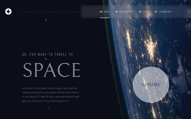 Frontend Mentor | Responsive space tourism website coding challenge solution