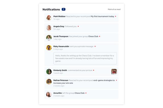 Frontend Mentor | notifications page made with react js coding challenge solution