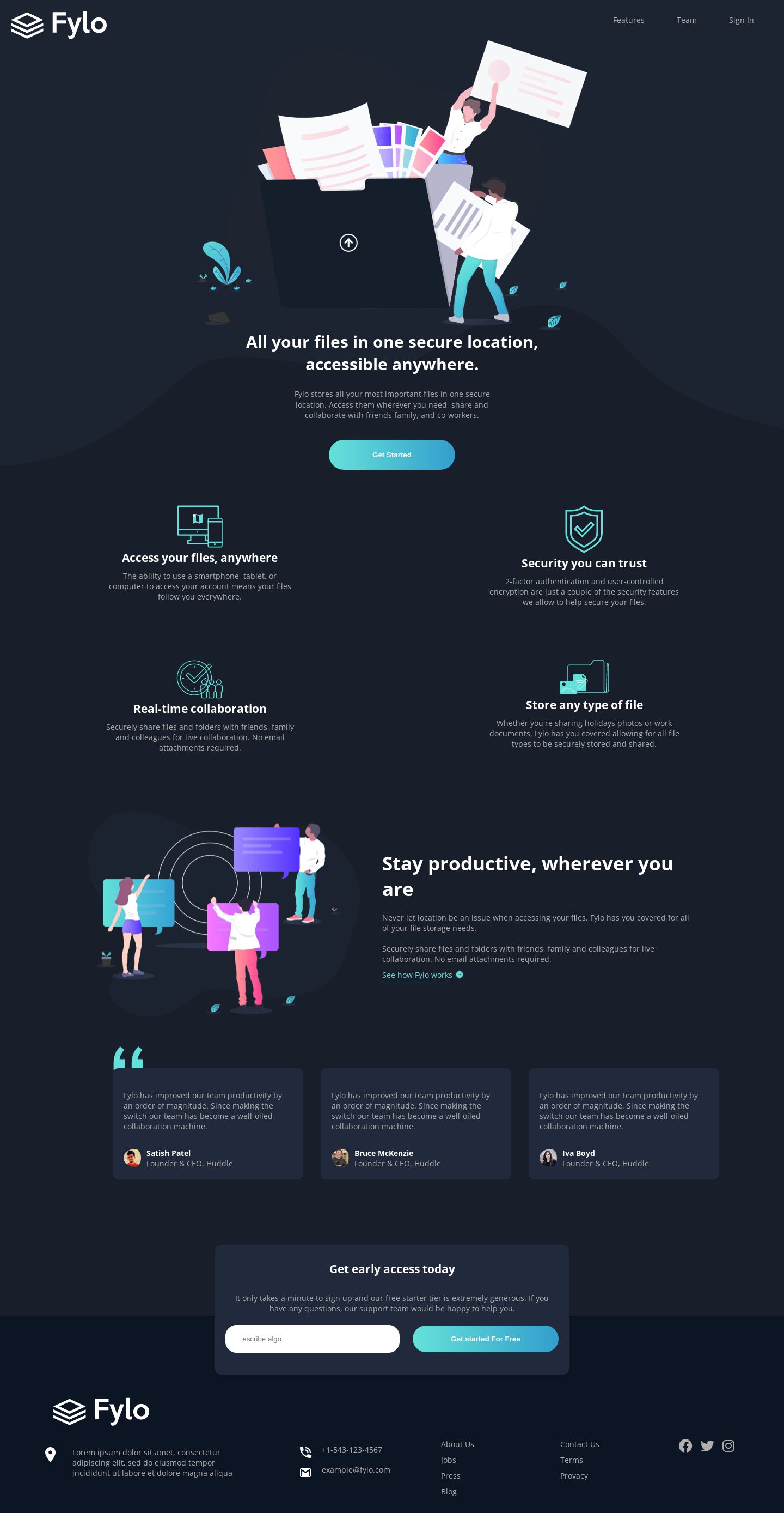 Frontend Mentor | Fylo landing page dark theme (html css and js) coding ...