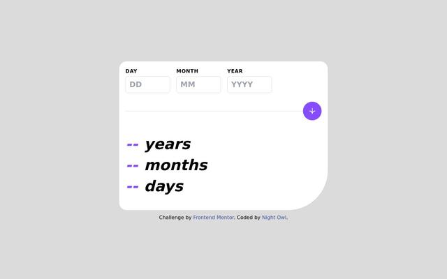 Frontend Mentor | Responsive Age Calculator using Tailwind CSS and ...