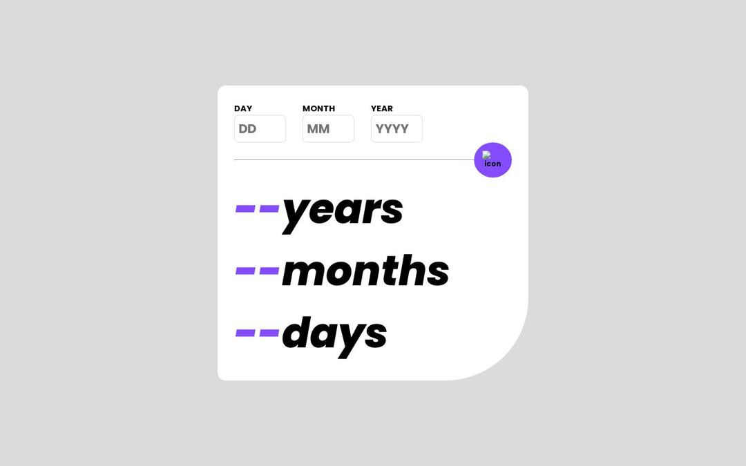 Frontend Mentor | age calculator app main with HTML, CSS and JS coding challenge solution