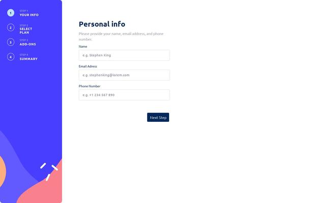 Frontend Mentor | Multi Step Form coding challenge solution