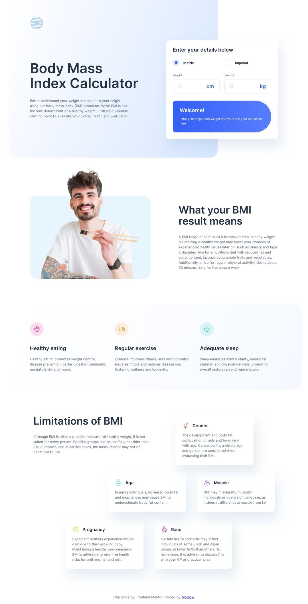 Frontend Mentor | BMI Calculator coding challenge solution