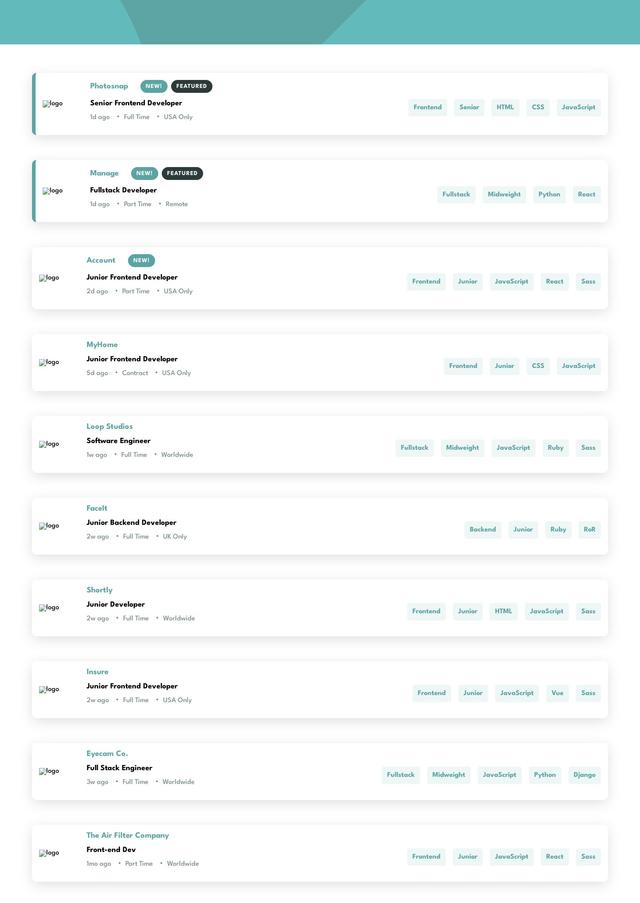 Frontend Mentor | job-listing built with react, styled components, prop-types coding challenge ...