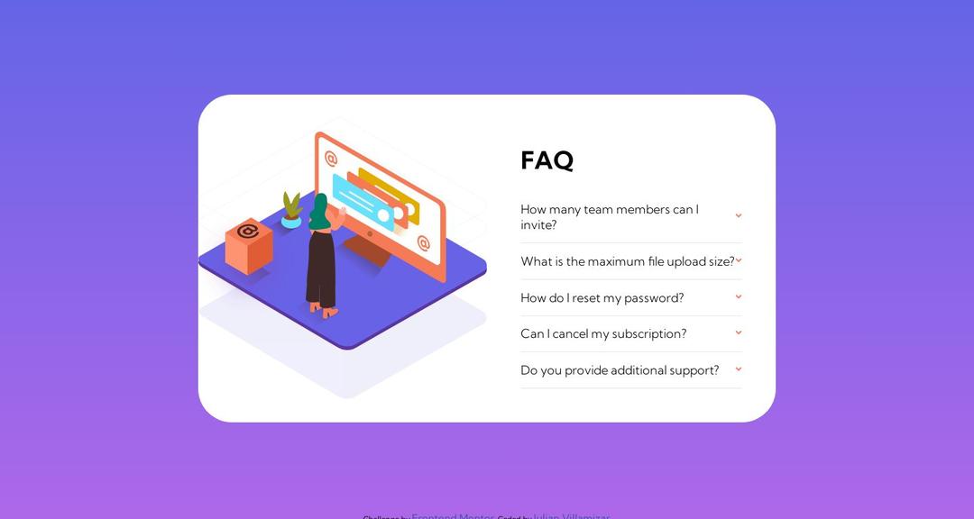 Frontend Mentor | FAQ accordion card | HTML CSS JS coding challenge solution