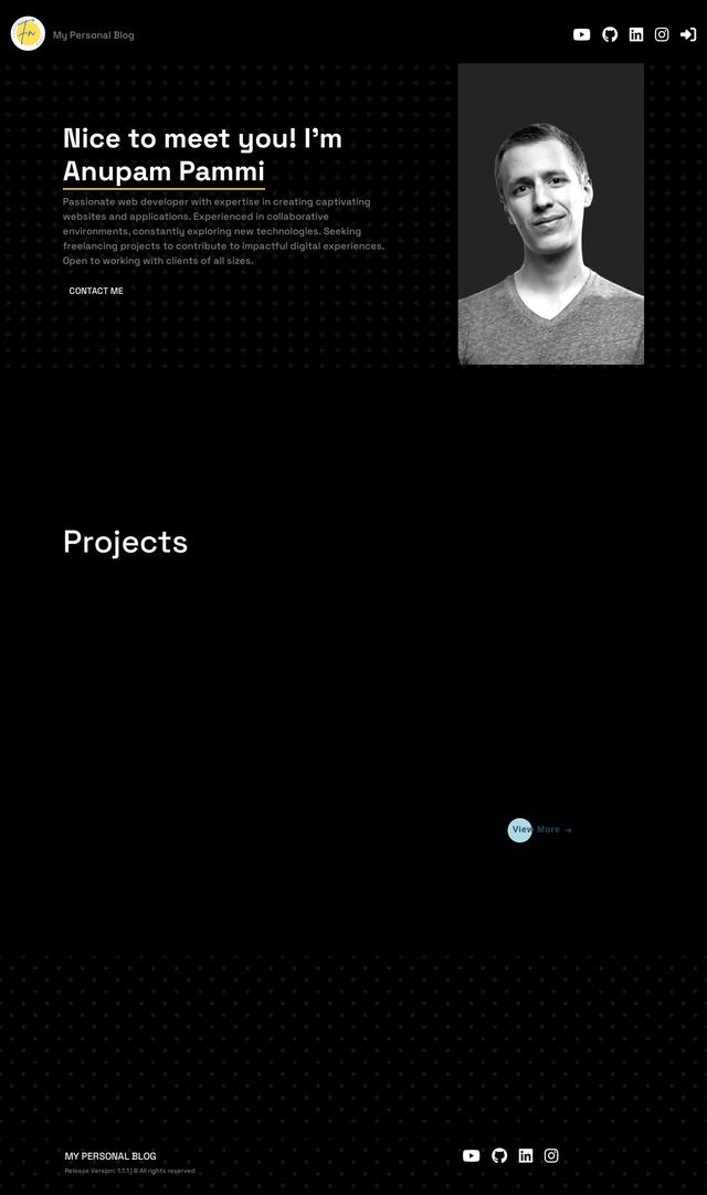 Frontend Mentor | Single-page developer portfolio coding challenge solution