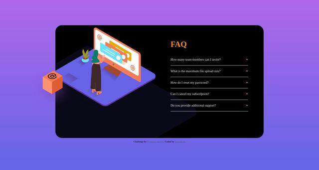 Frontend Mentor | Responsive faq-accordion card using html css and js coding challenge solution