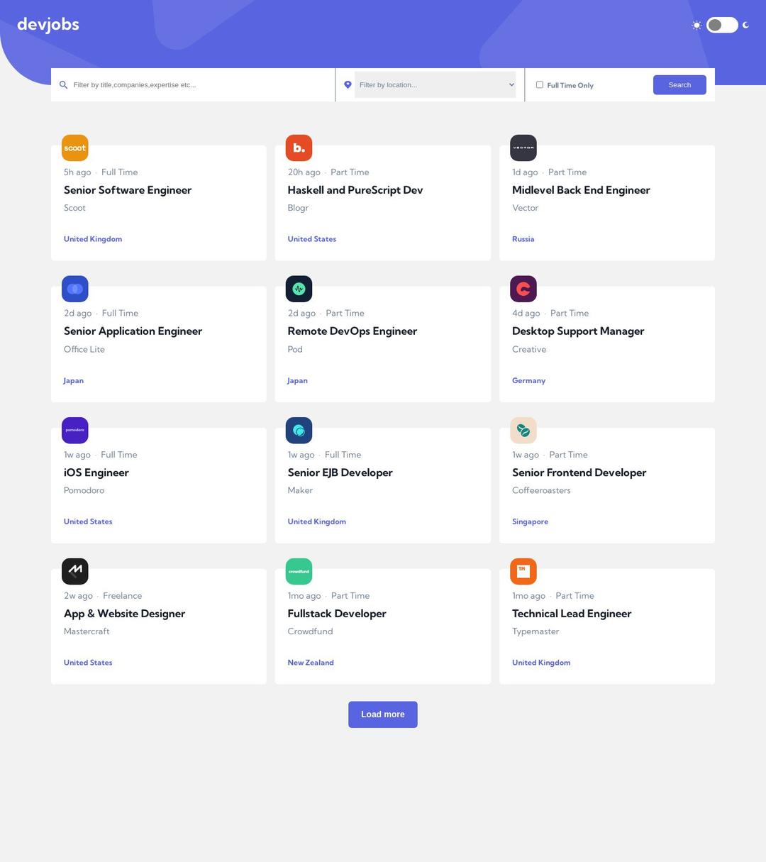 Frontend Mentor | Responsive DevJobs app using React coding challenge solution