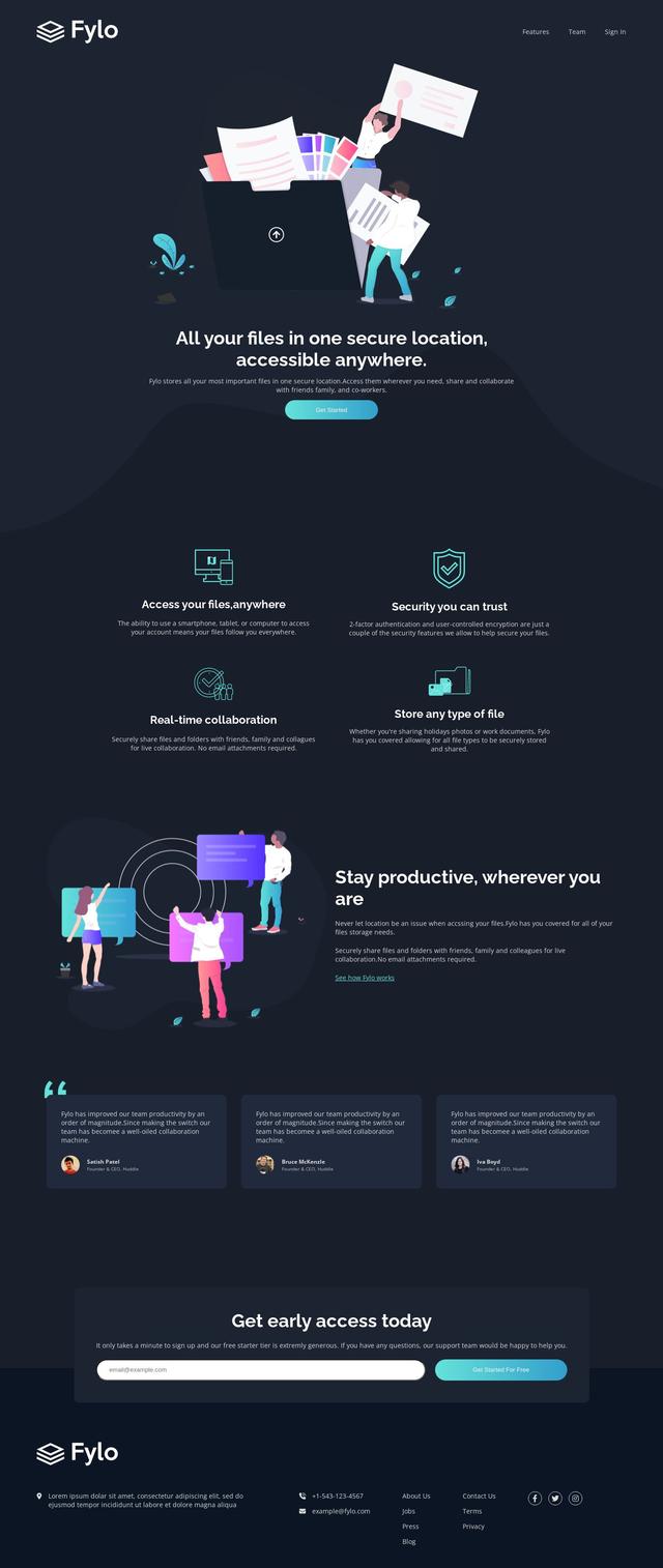 Frontend Mentor | FYLO Landing Page with ReactJS coding challenge solution