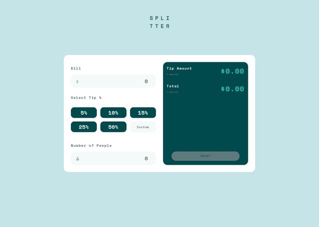 Frontend Mentor | Responsive tip calculator app using CSS Grid and Flexbox coding challenge solution