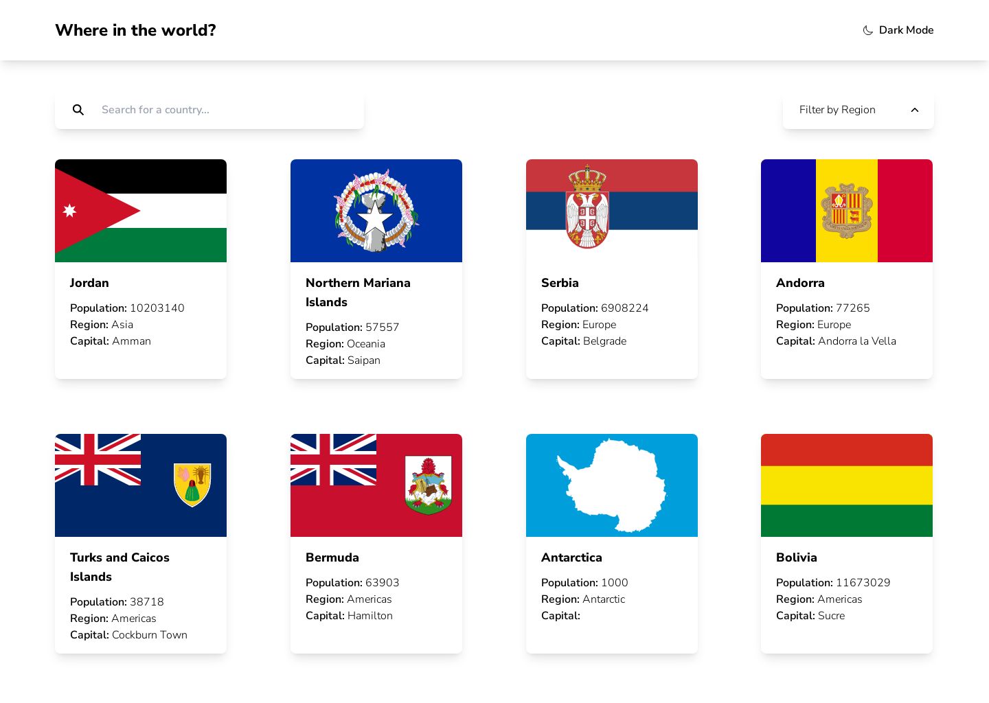 Frontend Mentor | Responsive countries info app using ReactJS and Tailwind CSS coding challenge ...