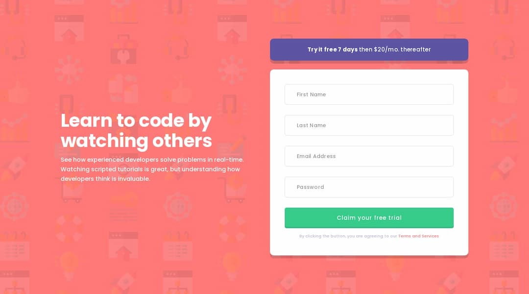 Frontend Mentor | Intro component with sign-up form coding challenge solution