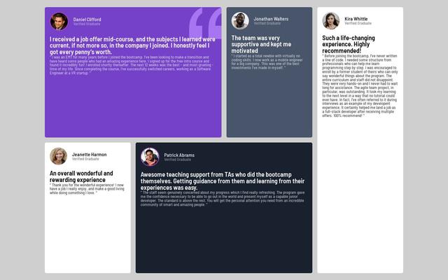 Frontend Mentor Testimonial Page Using Css Grid Coding Challenge Solution