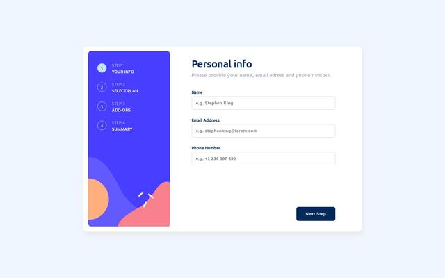 Frontend Mentor | Multi Step Form with React and Formik coding challenge solution