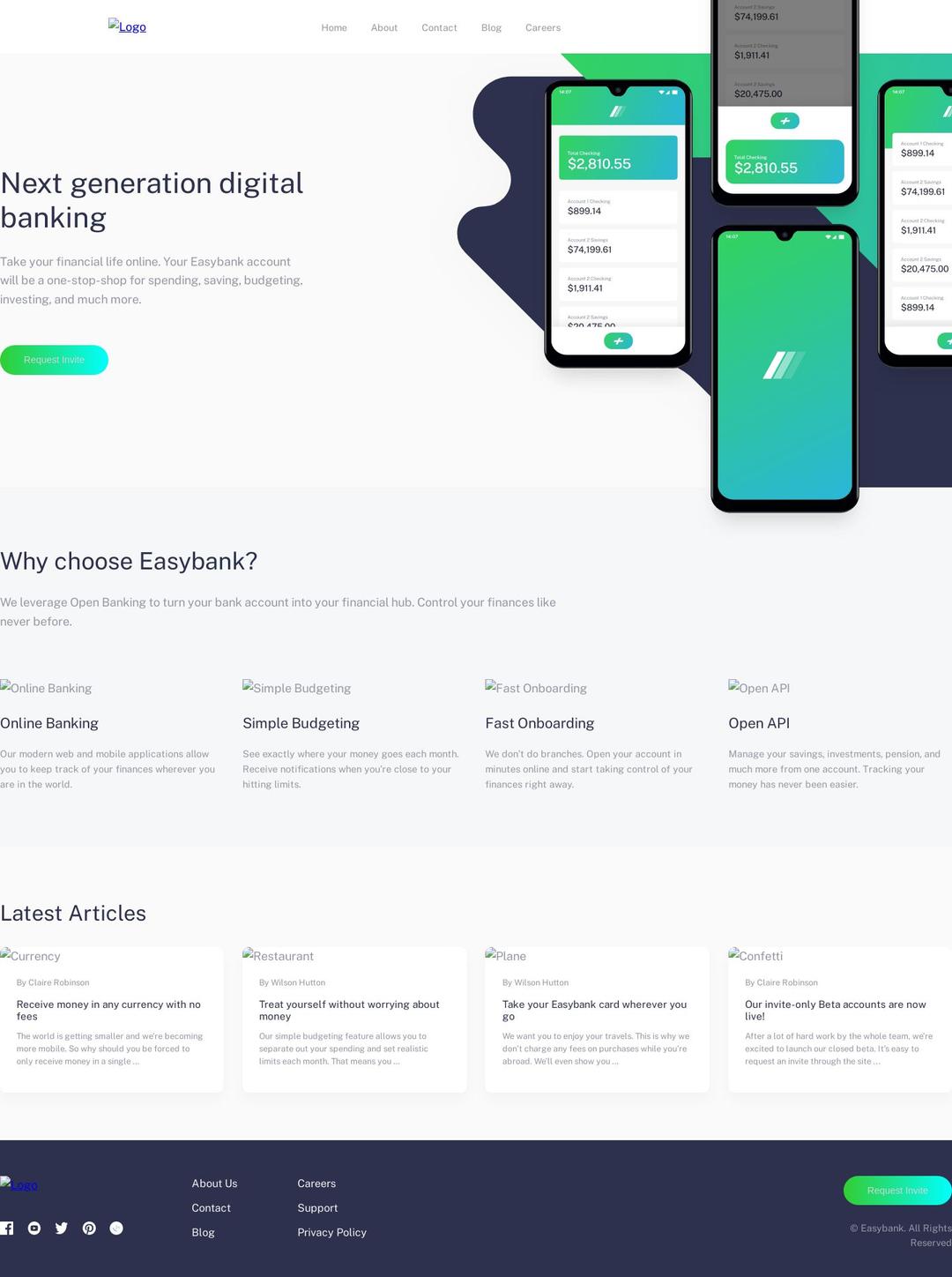 Frontend Mentor | Responsive Easy Bank Page Using HTML CSS and JS ...