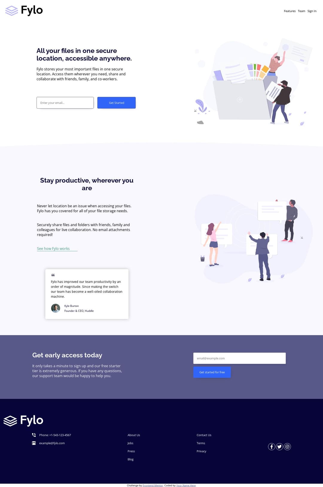 Frontend Mentor | Responsive Landing Page using CSS Grid with form validation coding challenge ...