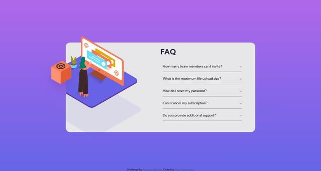 Frontend Mentor | A faq toggle card using html, css and js coding challenge solution