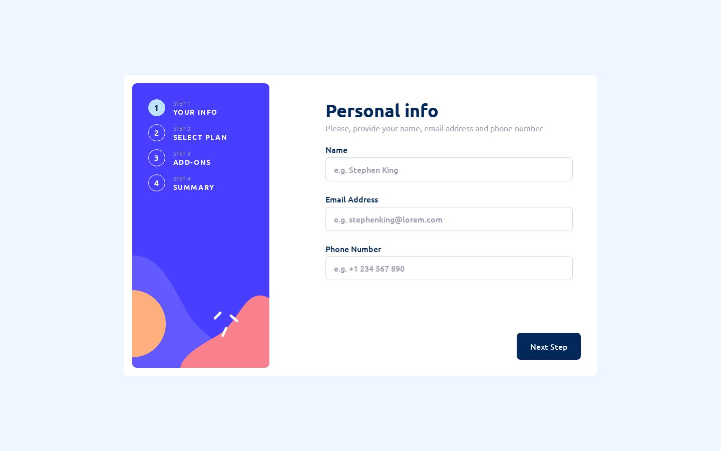 Frontend Mentor | Multi-step form, Vanilla JS coding challenge solution