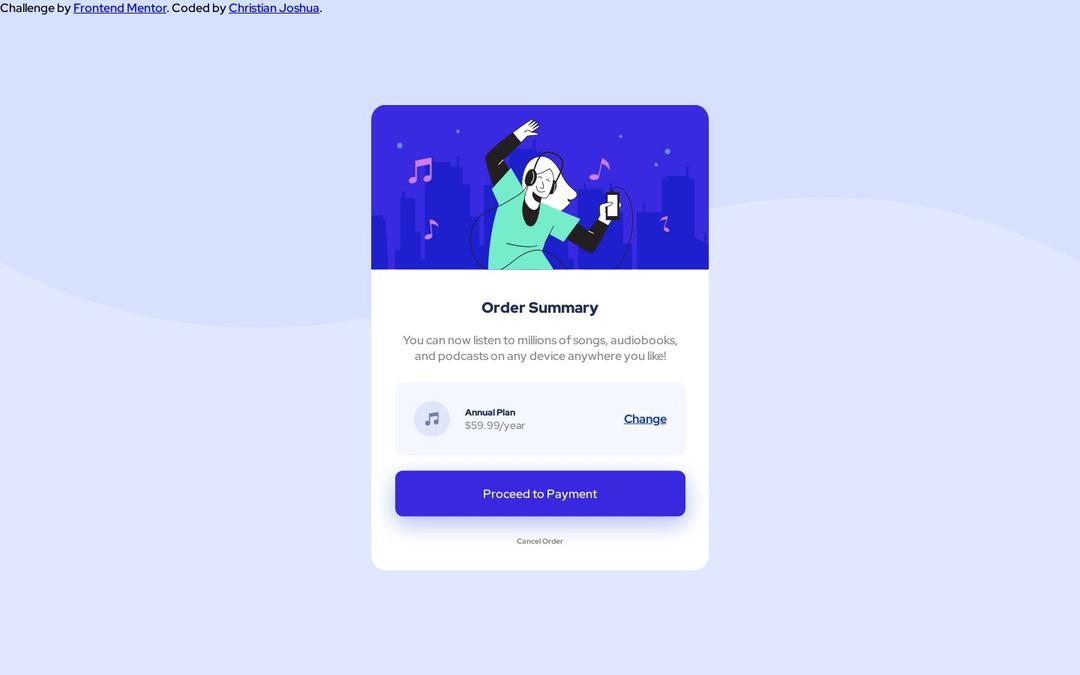 Frontend Mentor | ORDER SUMMARY COMPONENT USING HTML AND CSS coding challenge solution