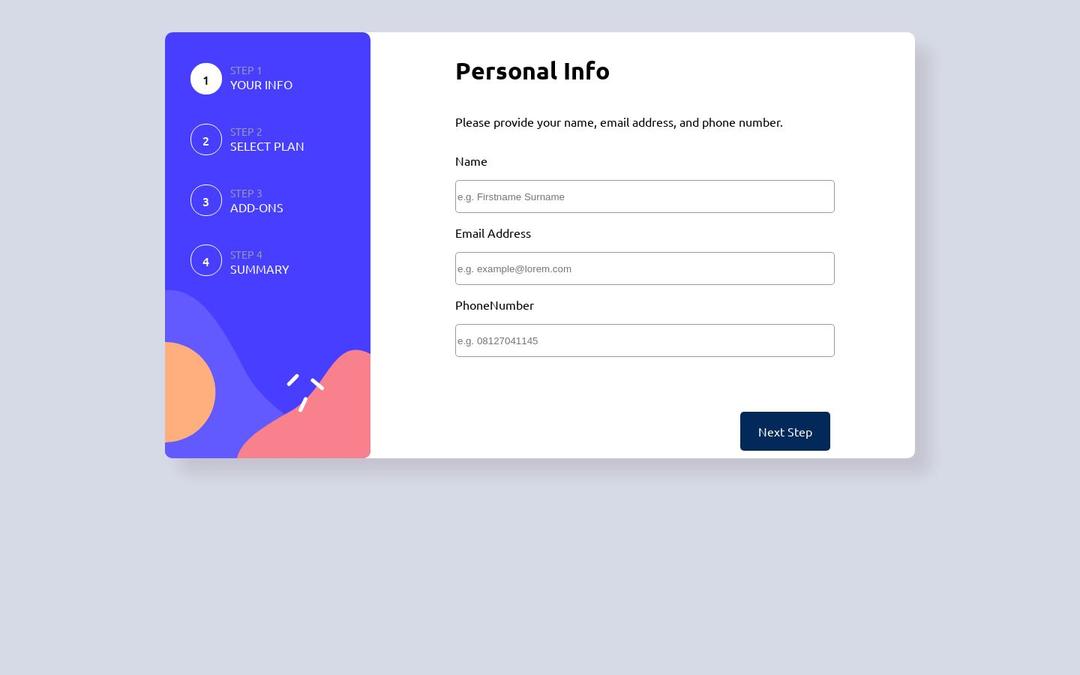 Frontend Mentor | MultiStepForm page coding challenge solution