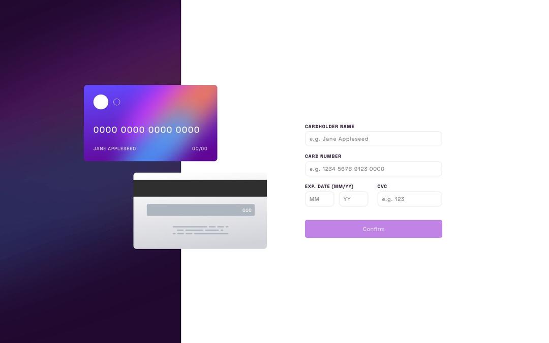 Frontend Mentor | Card validation using javascript and sass coding challenge solution
