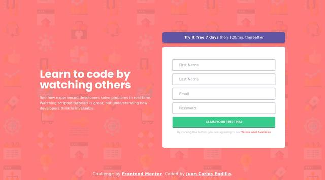 Frontend Mentor | interactive sign-up form using tailwind css and javascript coding challenge ...