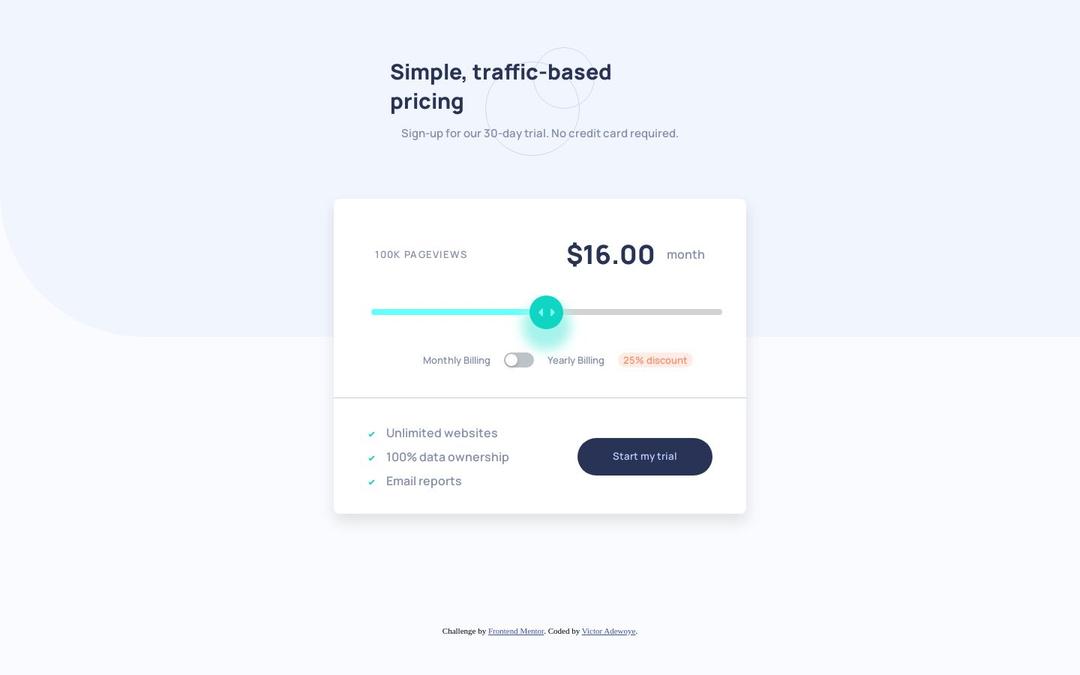 Frontend Mentor | Interactive Pricing Component Using HTML, CSS and JavaScript coding challenge ...