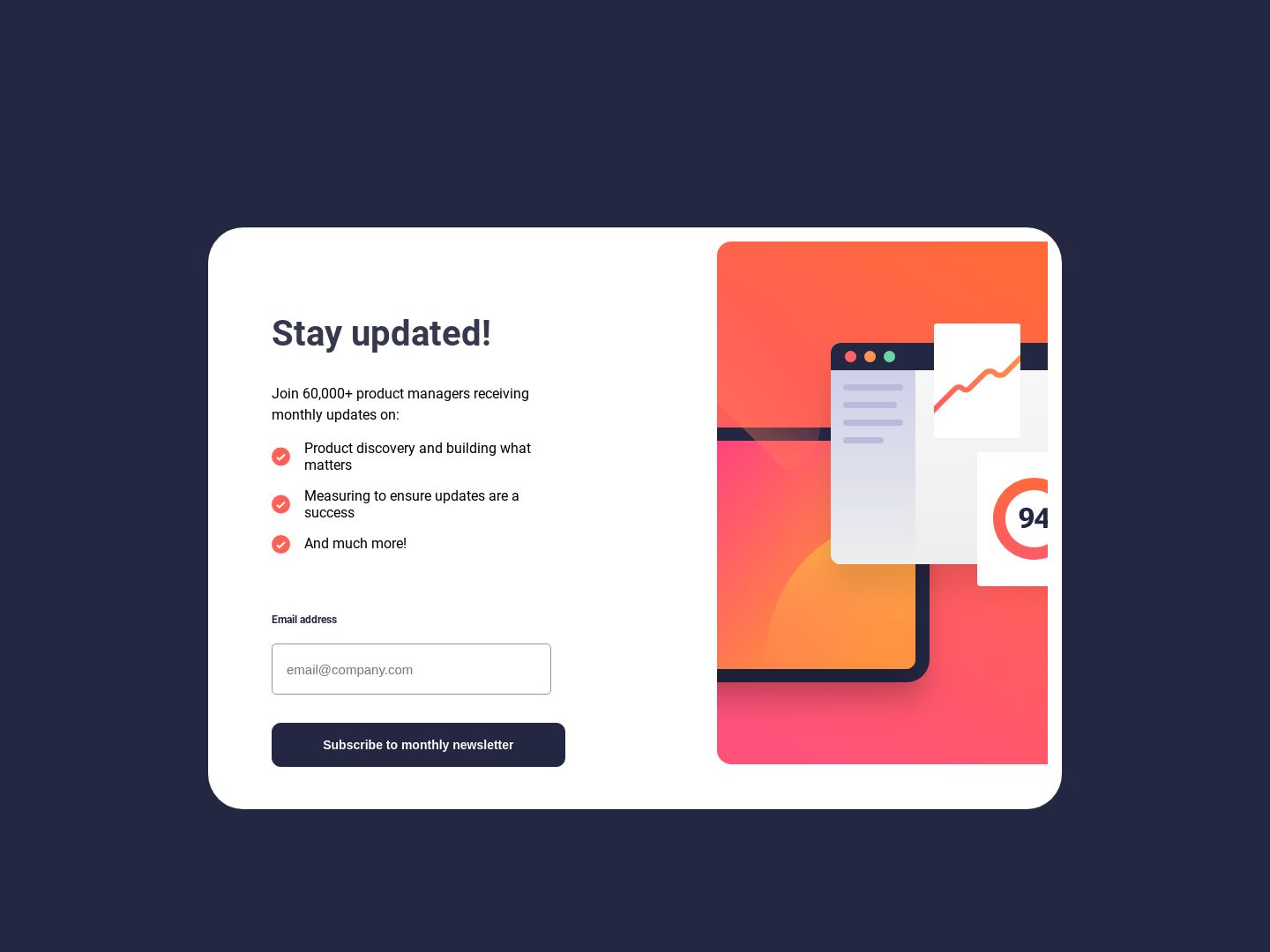 Frontend Mentor | Newsletter signup form with success message coding challenge solution