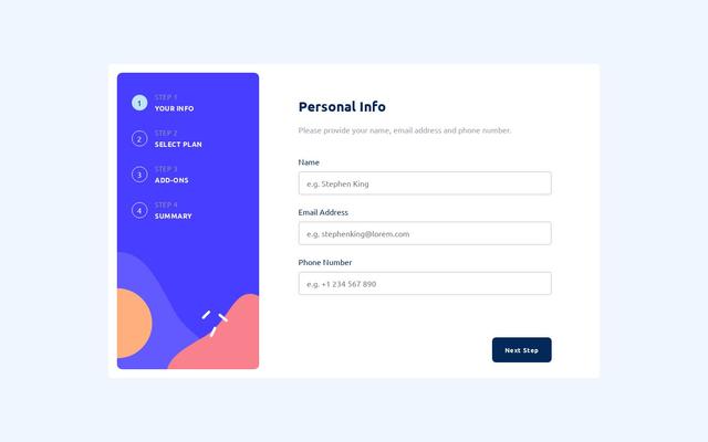 Frontend Mentor | Multi Step Form using React, React Hook Form and Yup coding challenge solution