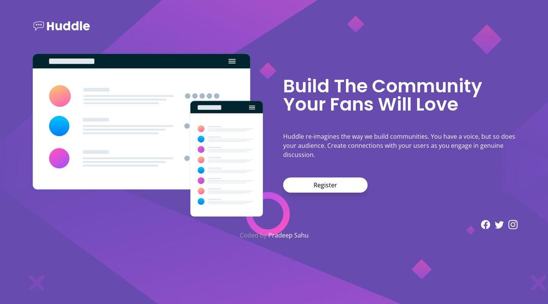 Frontend Mentor | Responsive Huddle Landing page using Tailwind CSS coding challenge solution