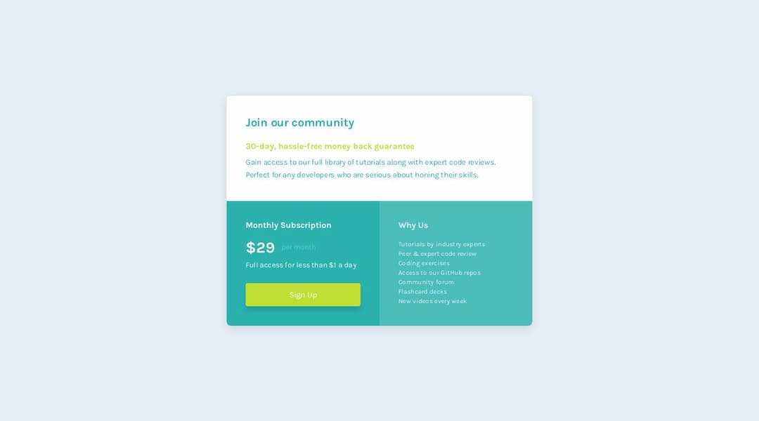 Frontend Mentor | Single Price Grid completed with basic HTML & CSS coding challenge solution