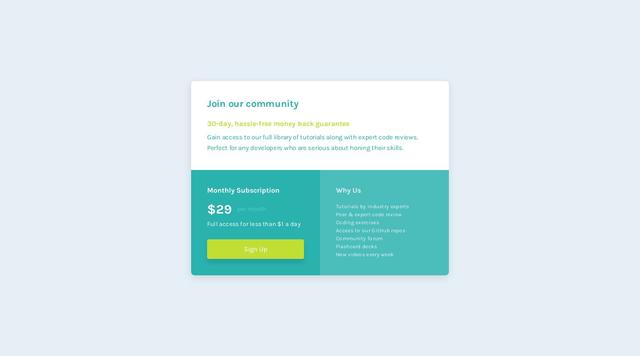 Frontend Mentor | Single Price Grid completed with basic HTML & CSS coding challenge solution