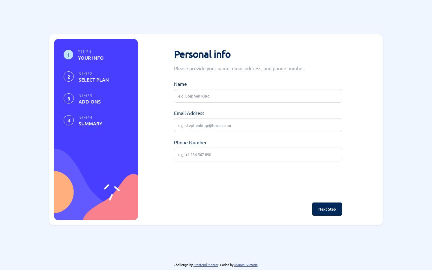 Frontend Mentor | Multi Step Respnsive Form built with Angular coding challenge solution