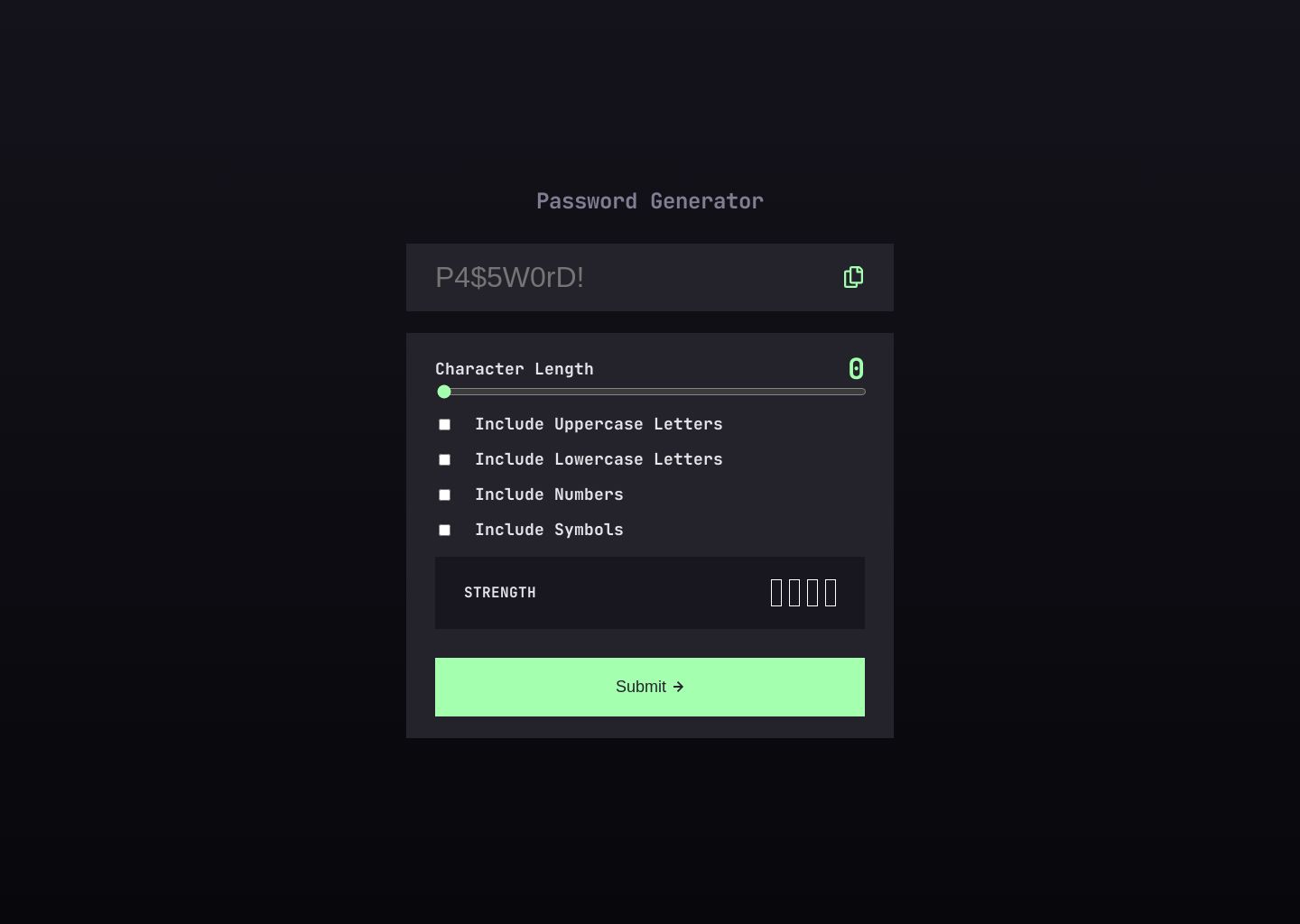 Frontend Mentor | Password generator app with sass and react.js coding challenge solution