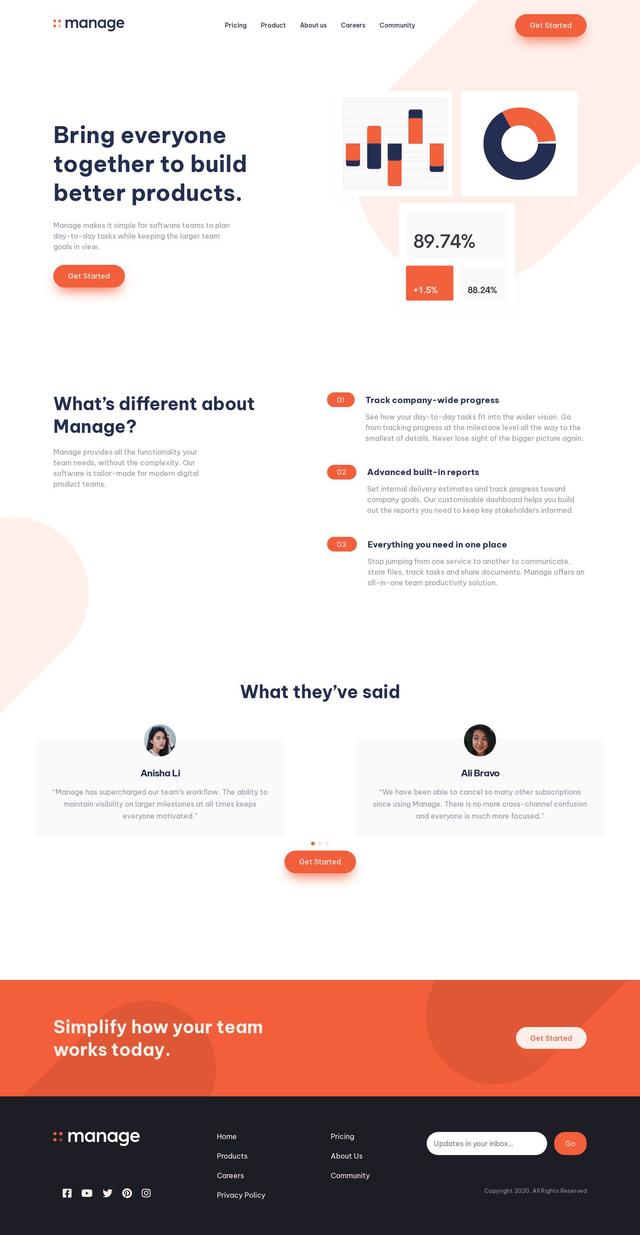 Frontend Mentor | Manage landing page coding challenge solution