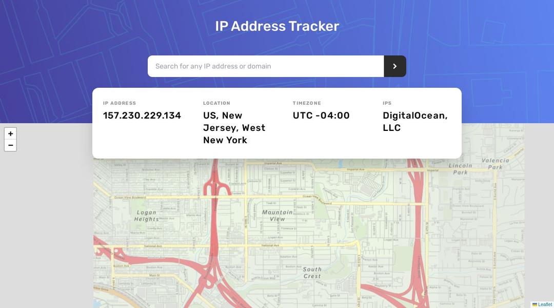 Frontend Mentor | Ip address tracker using React + TailWindCss coding challenge solution